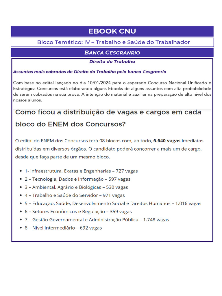 Cnu - Bloco 4 - Direito Do Trabalho | PDF