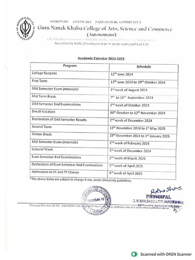 Academic & Activity Calendar 2024-25 | PDF