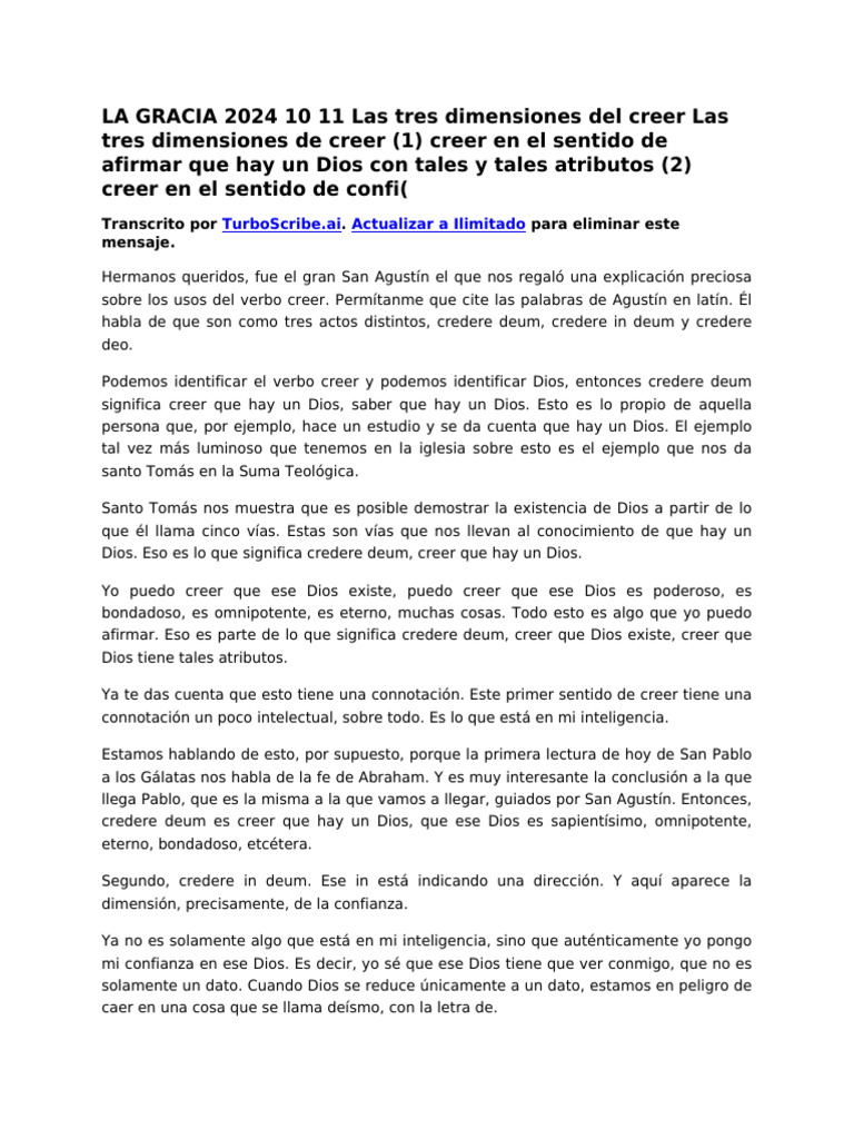 LA GRACIA 2024 10 11 Las Tres Dimensiones Del Creer Las Tres ...