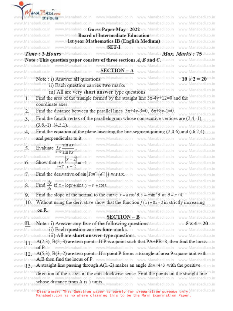 JR Inter Maths-Ib | PDF