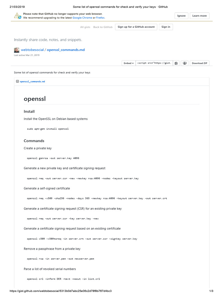 OpenSSL Check Commands | PDF