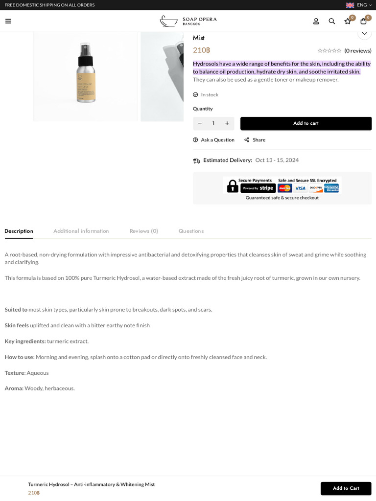 Turmeric Hydrosol - Anti-Inflammatory & Whitening | PDF | Soap | Toiletry