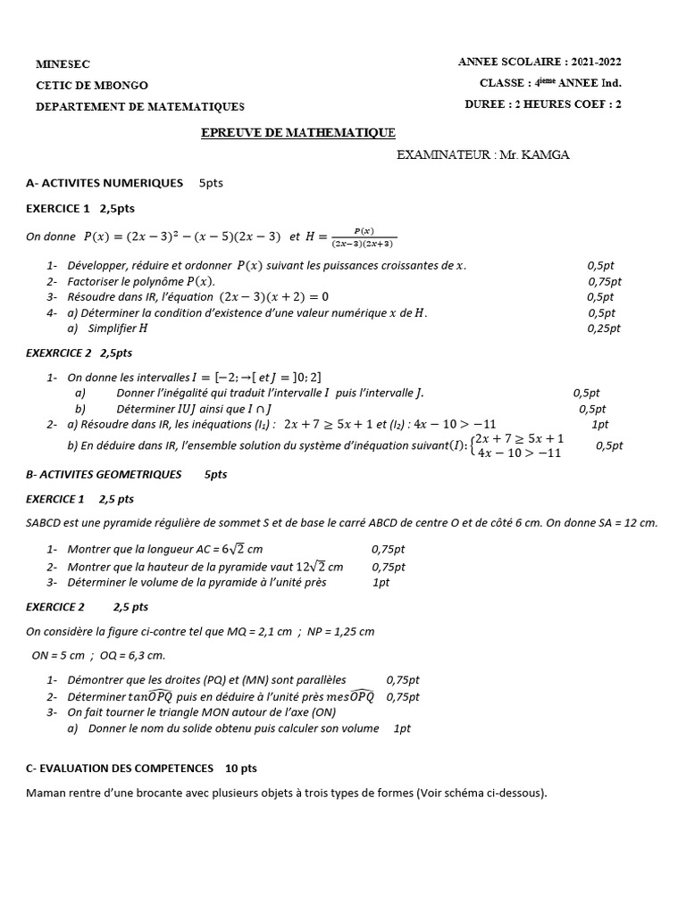 SEQ4 - 4e Ind - Math | PDF