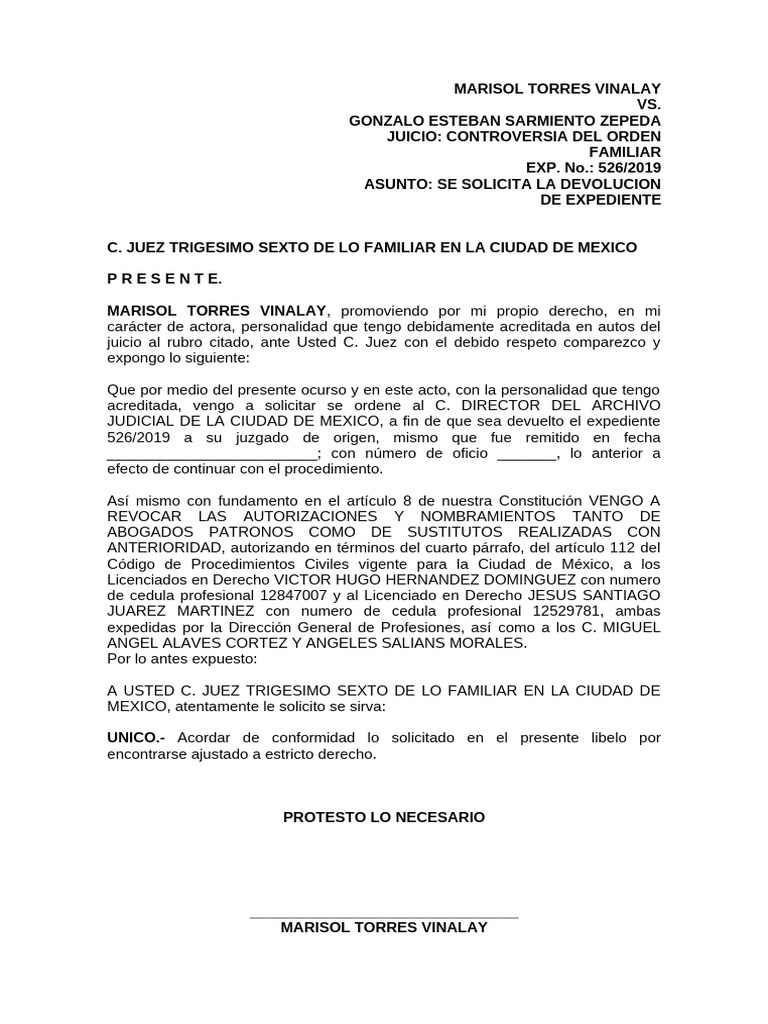 Devolucion de Expediente | PDF