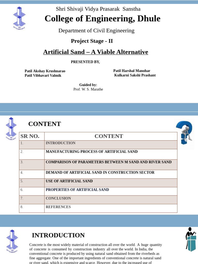 Project On Artificial Sand | PDF | Sand | Concrete