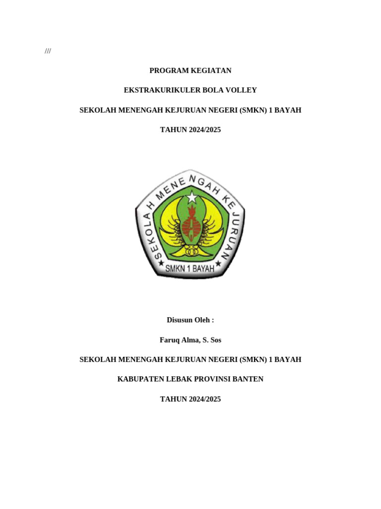 Program Kegiatan Ekskul Voli | PDF
