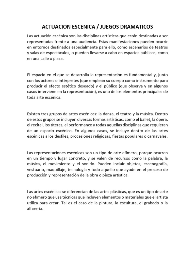 Actuacion Escenica | PDF
