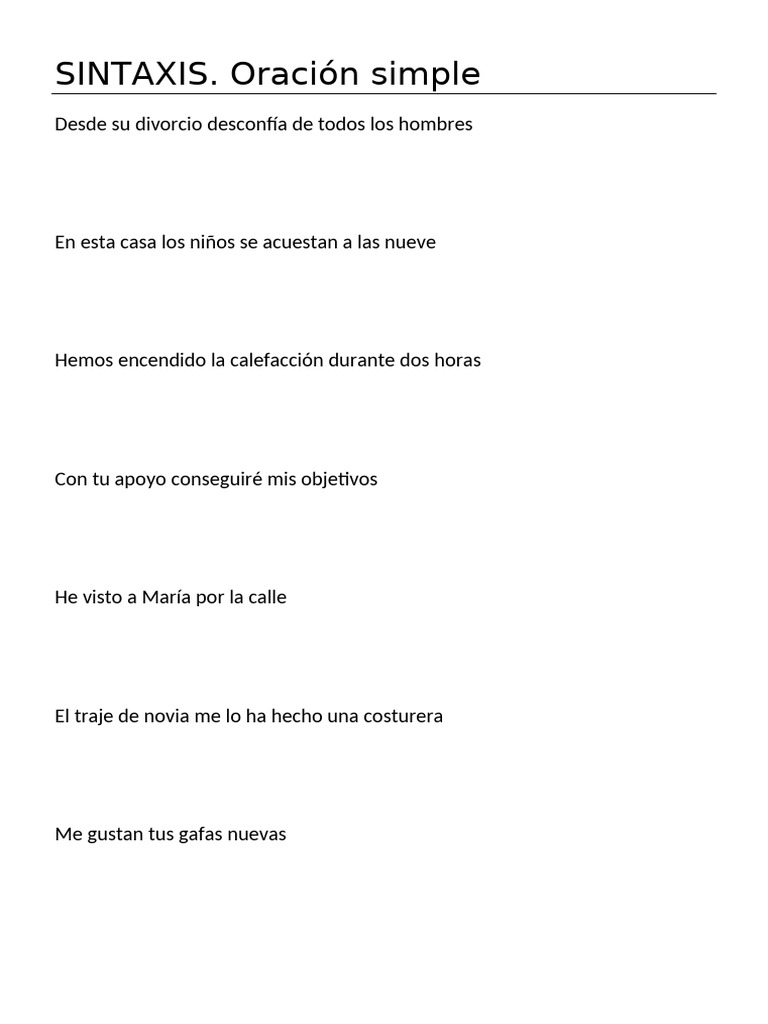 Sintaxis Oraciones Simples | PDF
