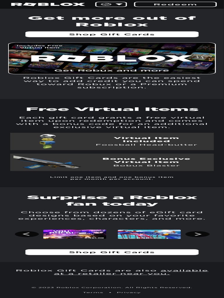 Roblox - Gift Cards | PDF