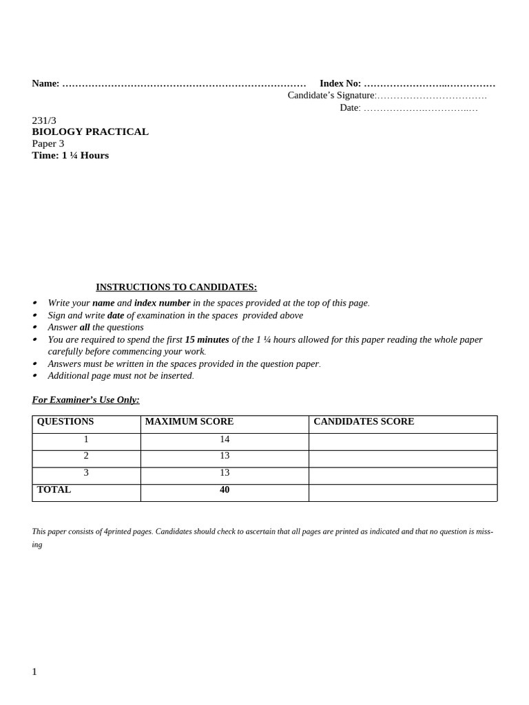 Biology Practical Exam 52 Questions | PDF