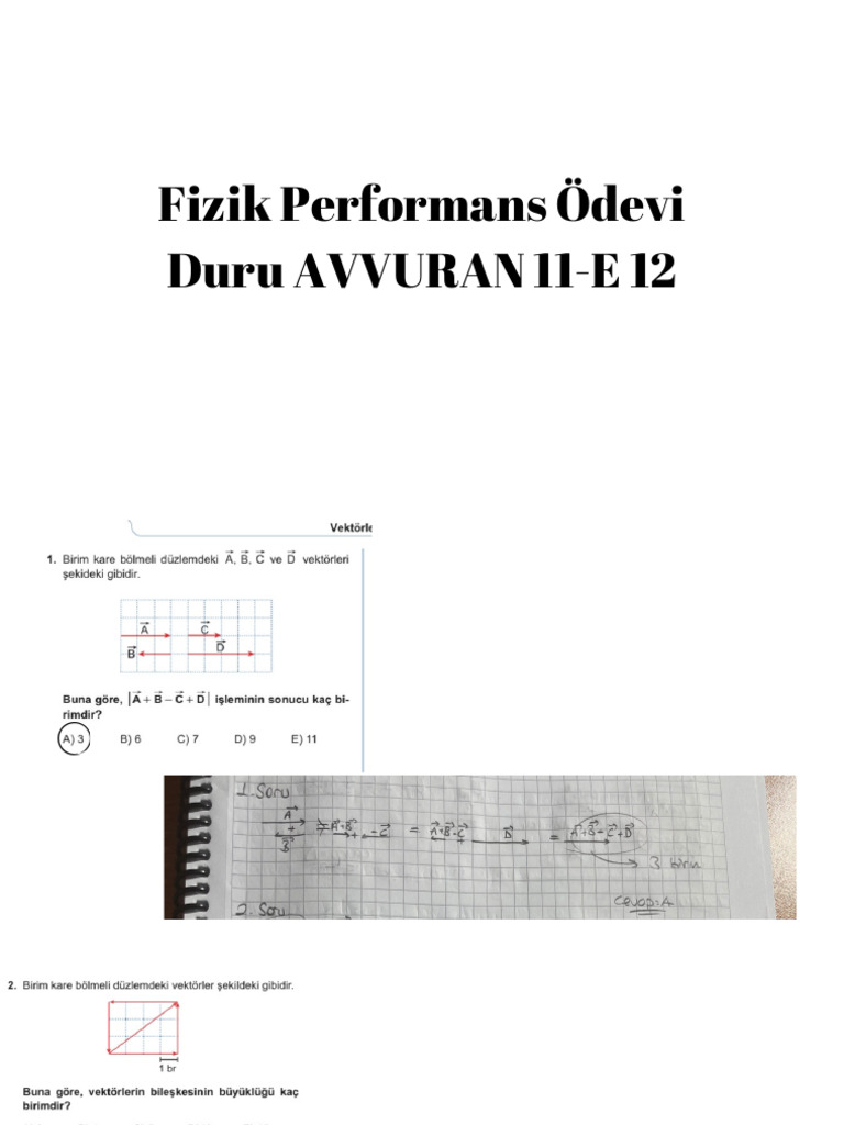 Fizik Performans Ödevi Duru AVVURAN 11-E 12 | PDF