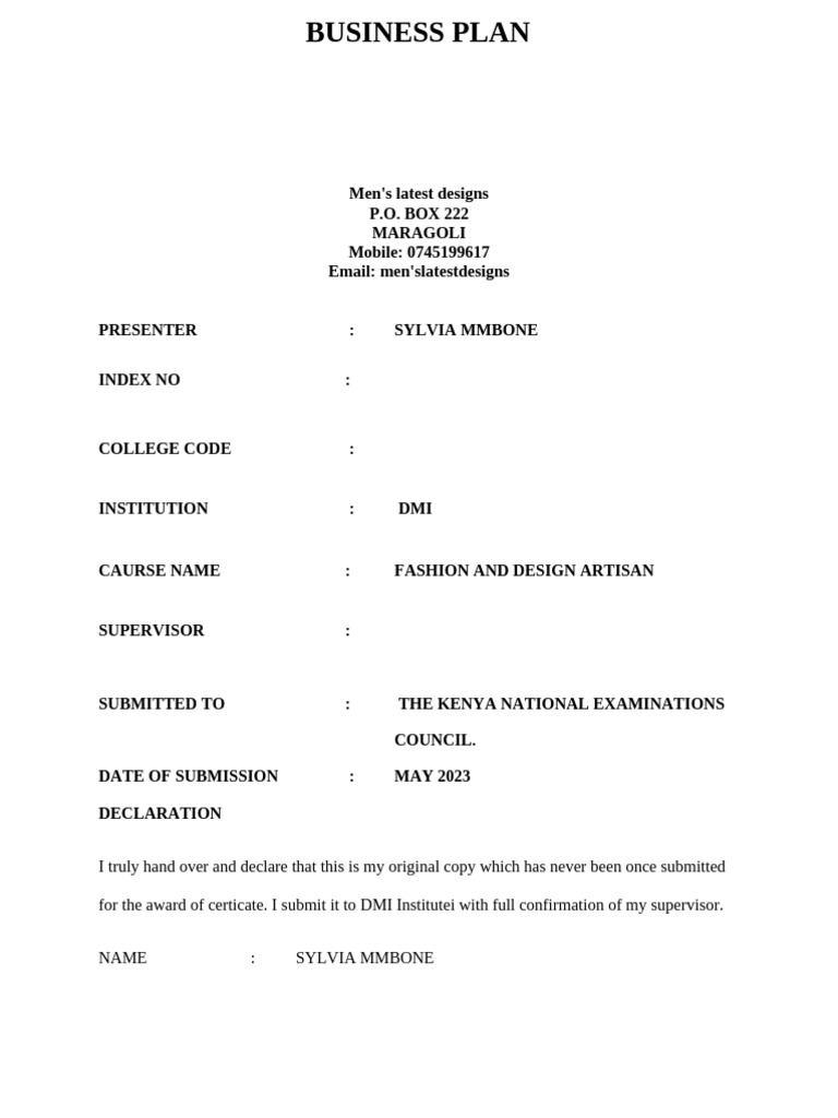 BUSINESS PLAN Table of Contet 2 | PDF