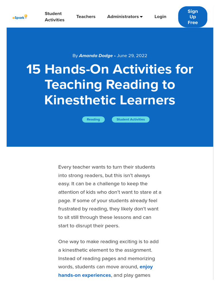 Teaching Kinesthetic Learners | PDF