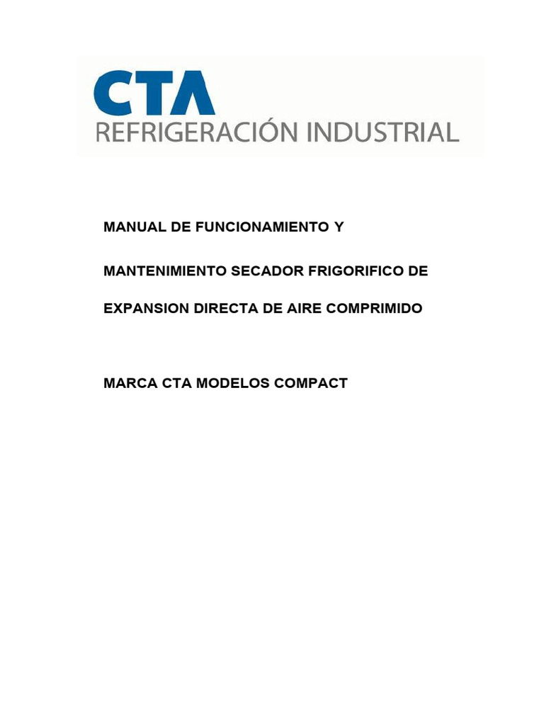 Manual Secador de Aire Comprimido Marca CTA Modelo | PDF