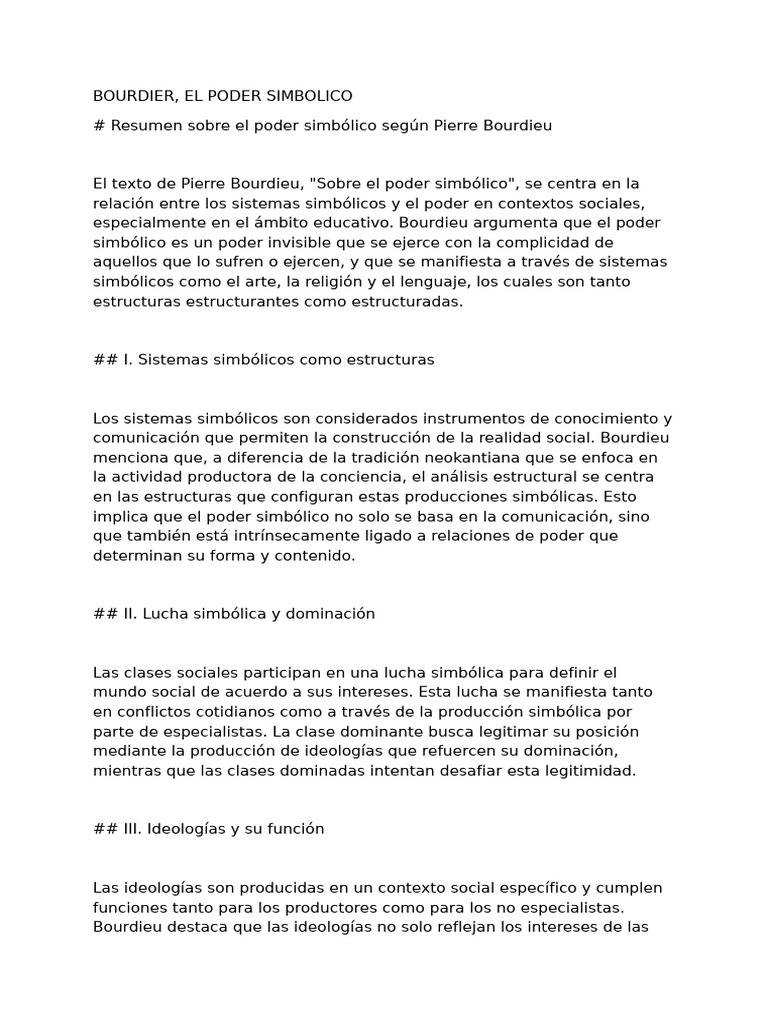 BOURDIER El Poder Simbolico | PDF