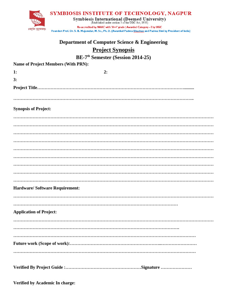 Project Synopsis Format | PDF