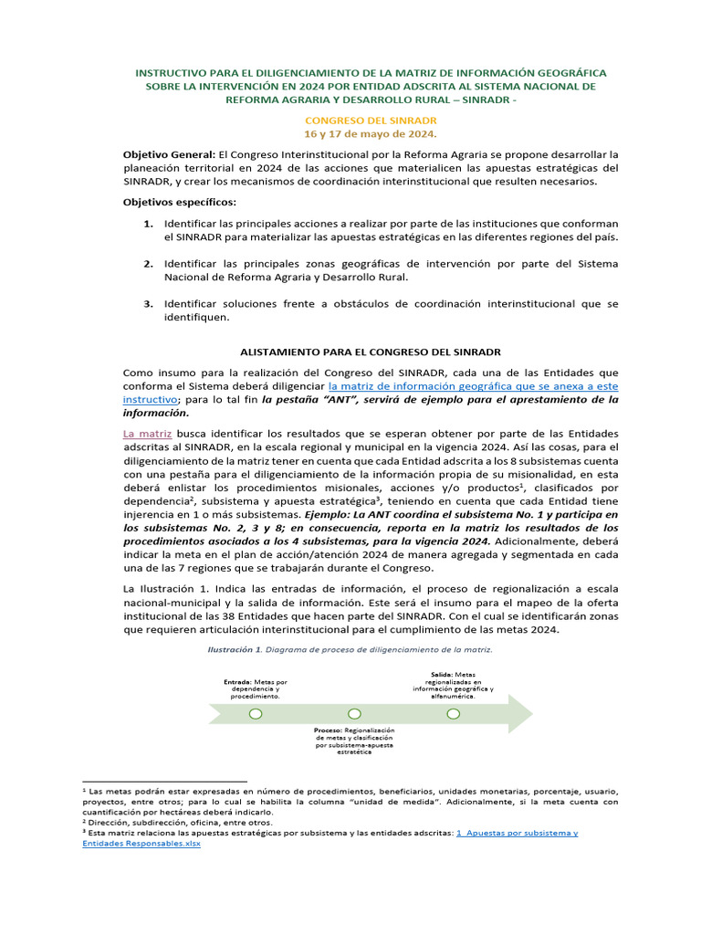 INSTRUCTIVO DE LA MATRIZ DE INFORMACIเN GEOGRตFICA CONGRESO SINRADR - VF | PDF