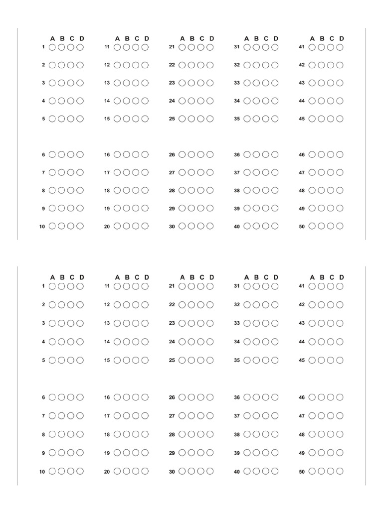 50 Questions OMR Sheet | PDF