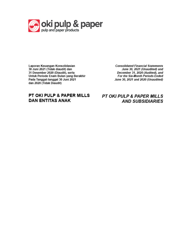 2021 Q2 OKI Pulp Paper (Report-Billingual) June 30 2021 | PDF | Expense | Finance & Money Management