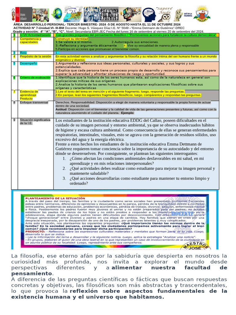 7-IIIBM-5°-6UB-las Preguntas de La Filosofia dpcc2024 | PDF