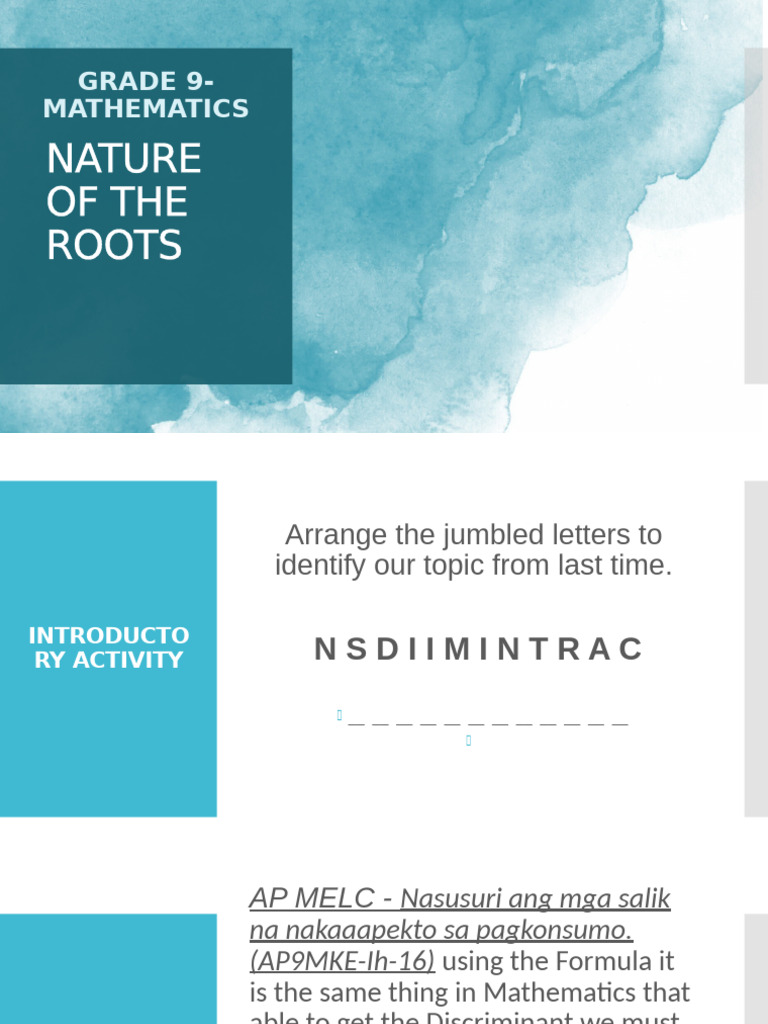 Nature of The Roots | PDF