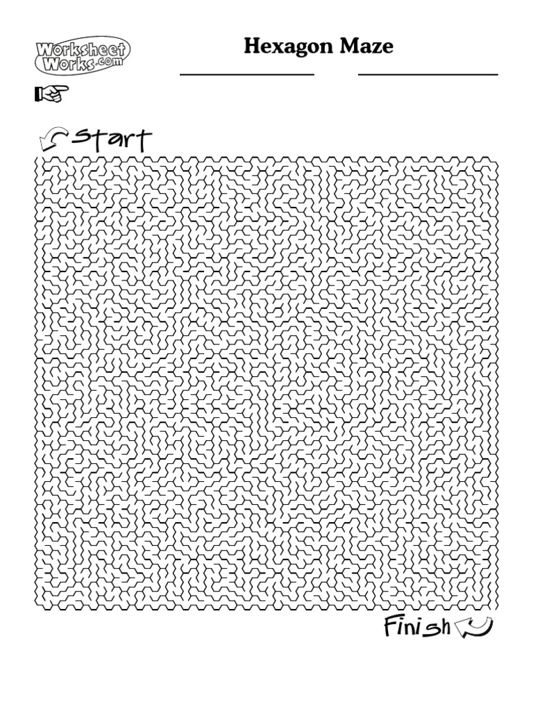 WorksheetWorks Hexagon Maze 1 | PDF