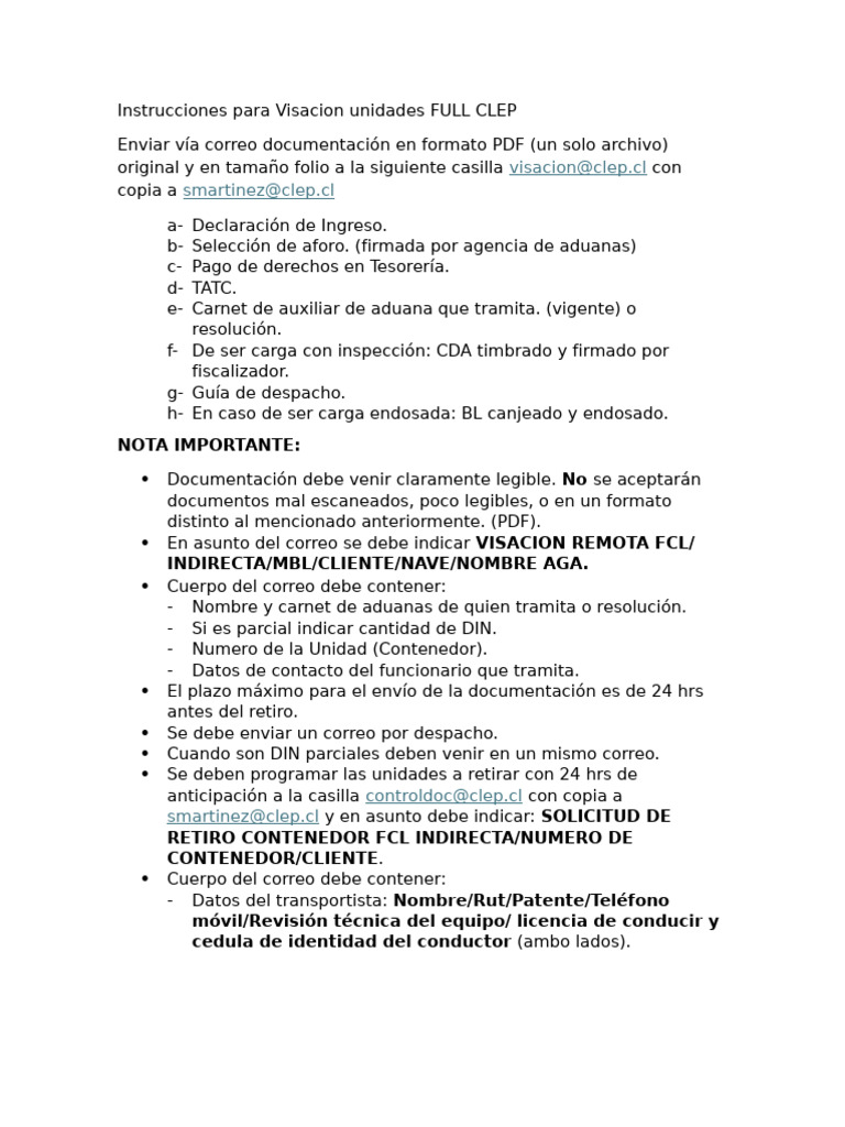 Instrucciones Para Visacion FULL CLEP | PDF