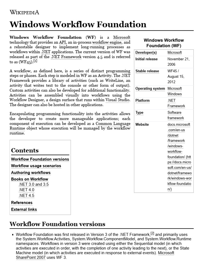 6.0windows Workflow Foundation - Wikipedia | PDF
