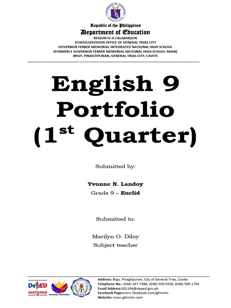 Portfolio Cover Page and TOC Omsim | PDF