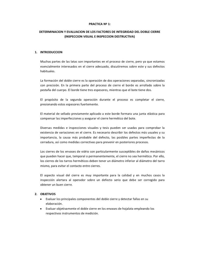 Inspección de Doble Cierre en Latas | PDF | Medición | Science