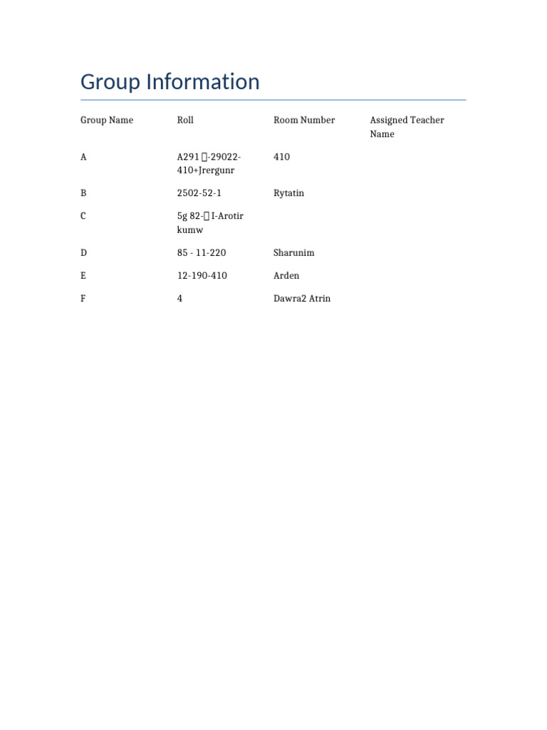Group Info | PDF