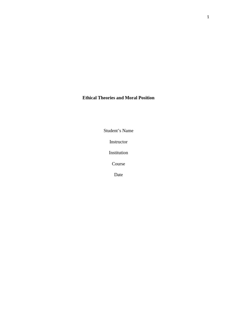 Ethical Theories and Moral Position | PDF