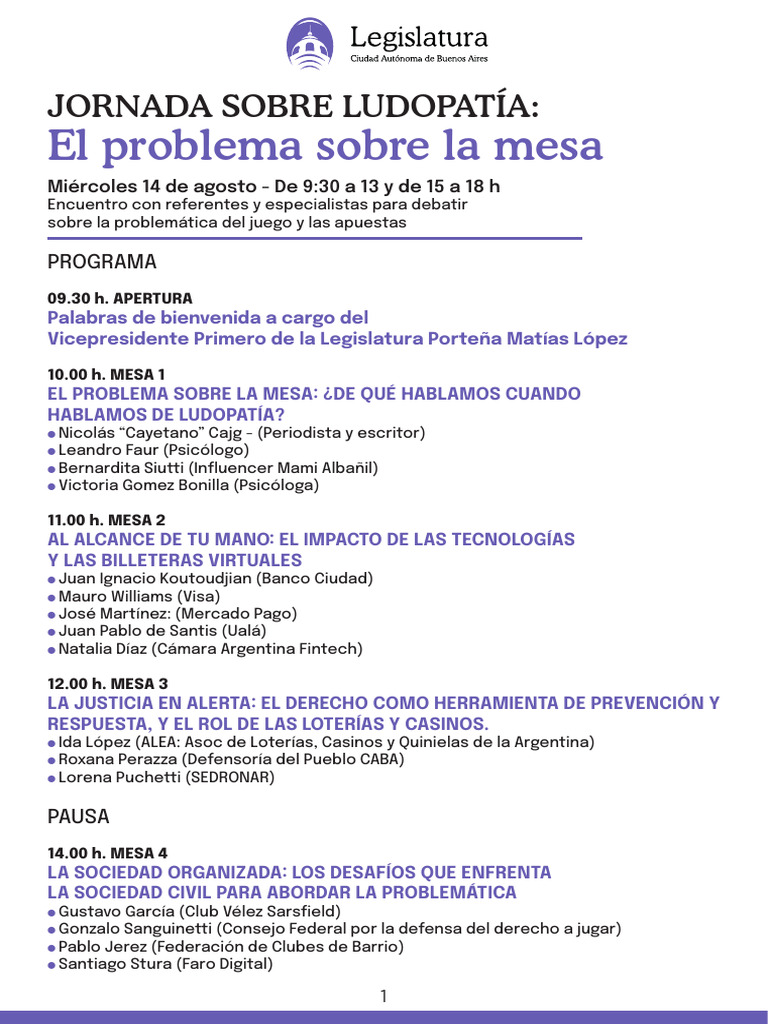Programa Jornada Ludopatía | PDF