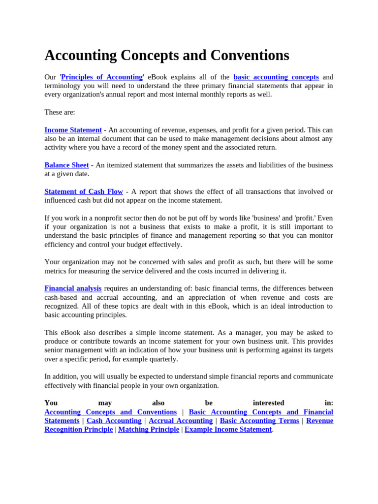 Accounting Concepts and Conventions | PDF