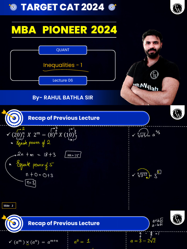 Algebra 06 - Class Notes - MBA Pioneer 2024 Batch | PDF