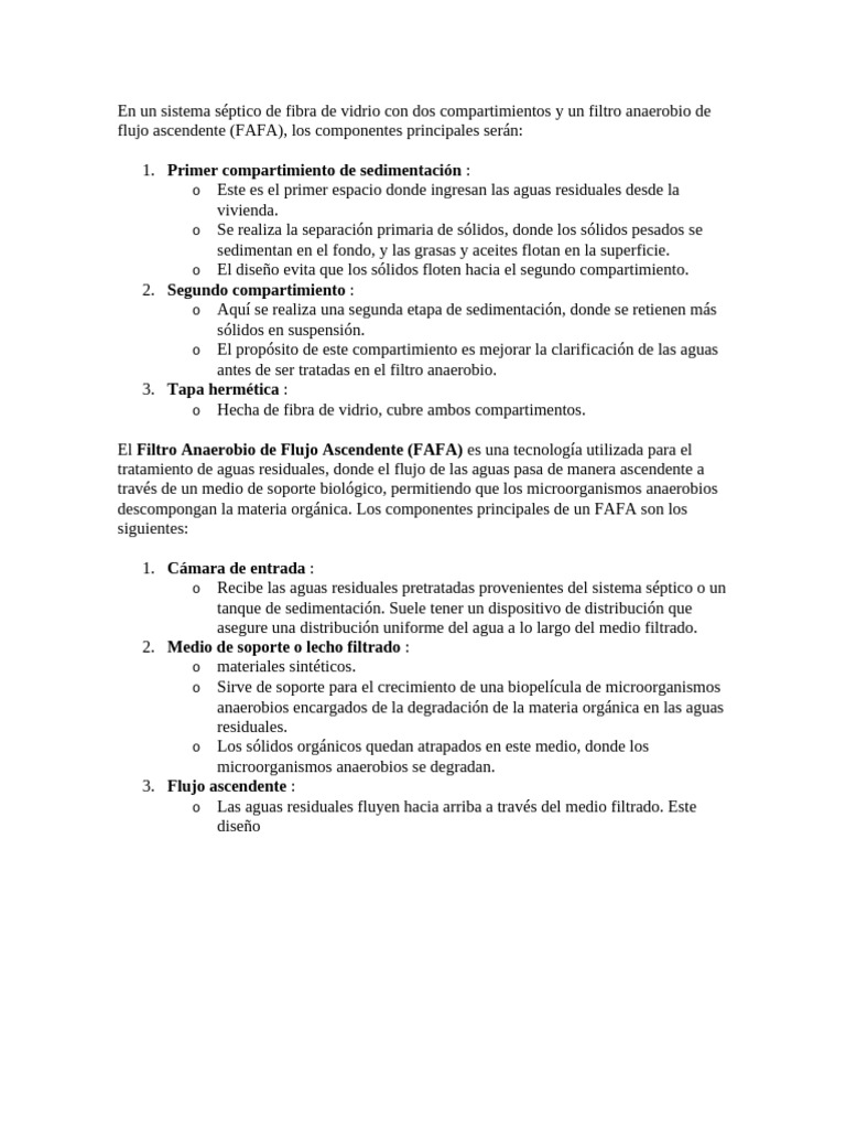 En Un Sistema Séptico de Fibra de Vidrio Con Dos Compartimientos y Un ...