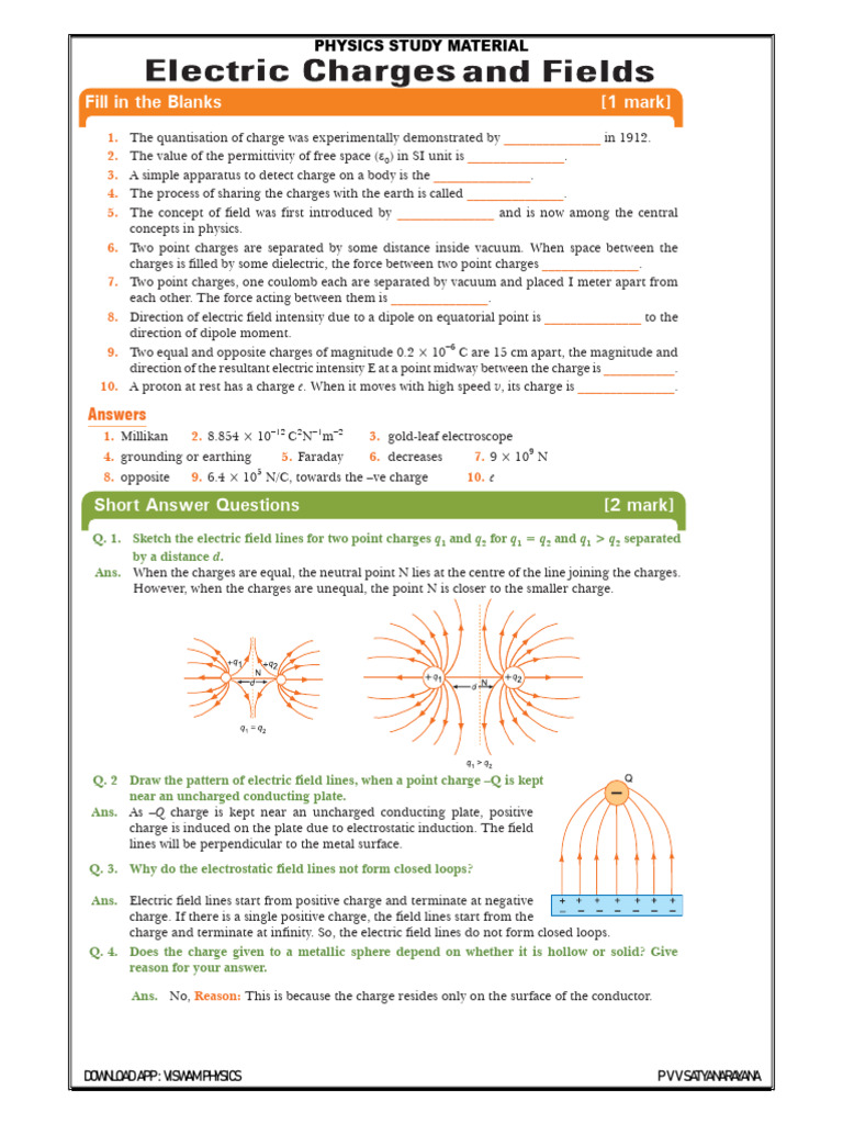 Chap - 1 Electric Charges and Fields | PDF