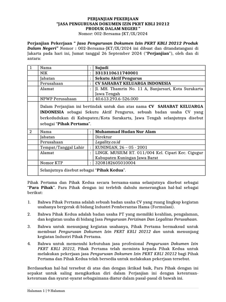 Surat Mou PKRT | PDF