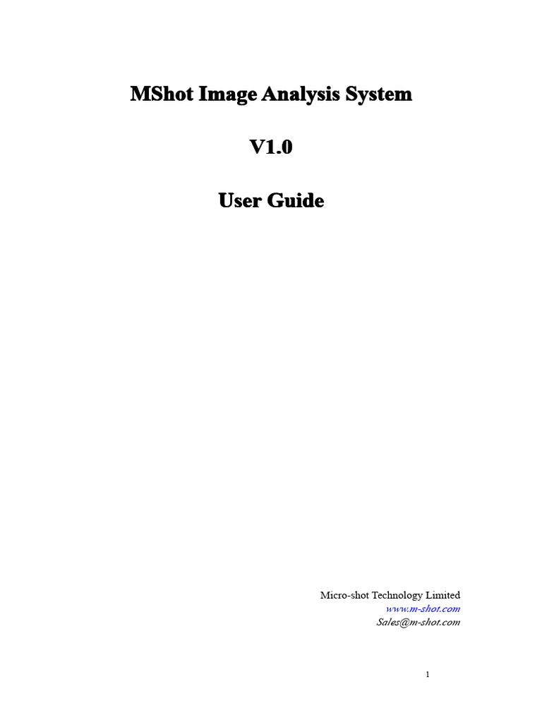 User Guide-MShot Image Analysis System V1.0 | PDF