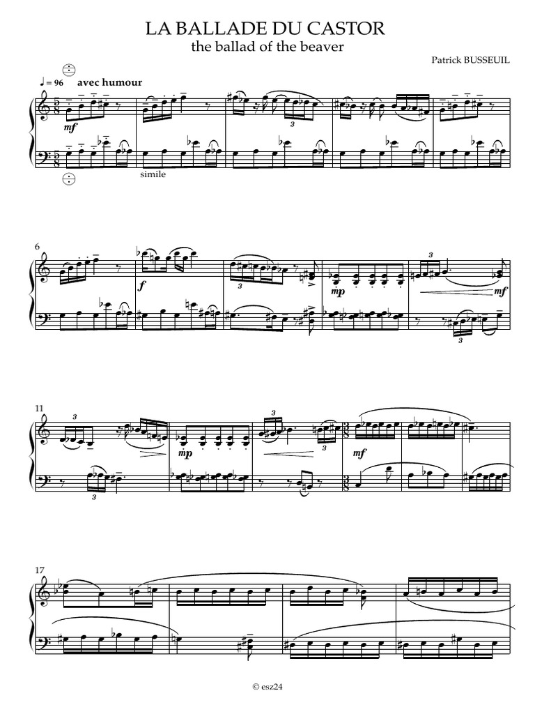 La Ballade Du Castor - Partitura Completa | PDF