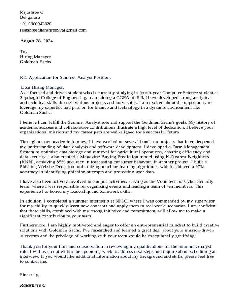 Cover Letter Doc in Cream White Simple Style | PDF