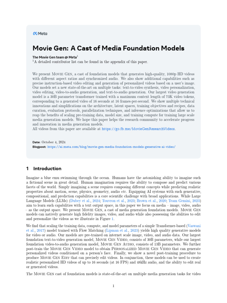 Movie Gen Research Paper | PDF