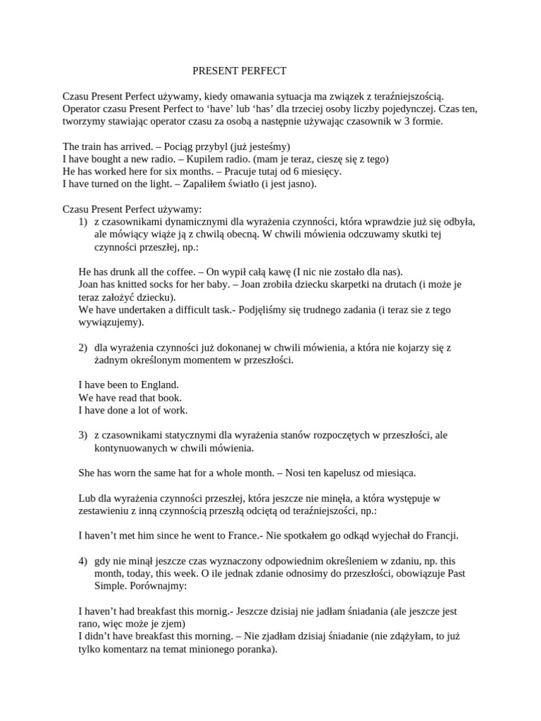 PRESENT PERFECT | PDF