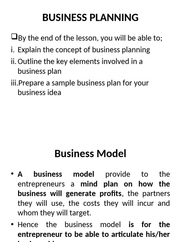 Lesson 10 - Business Plan Updated Notes | PDF