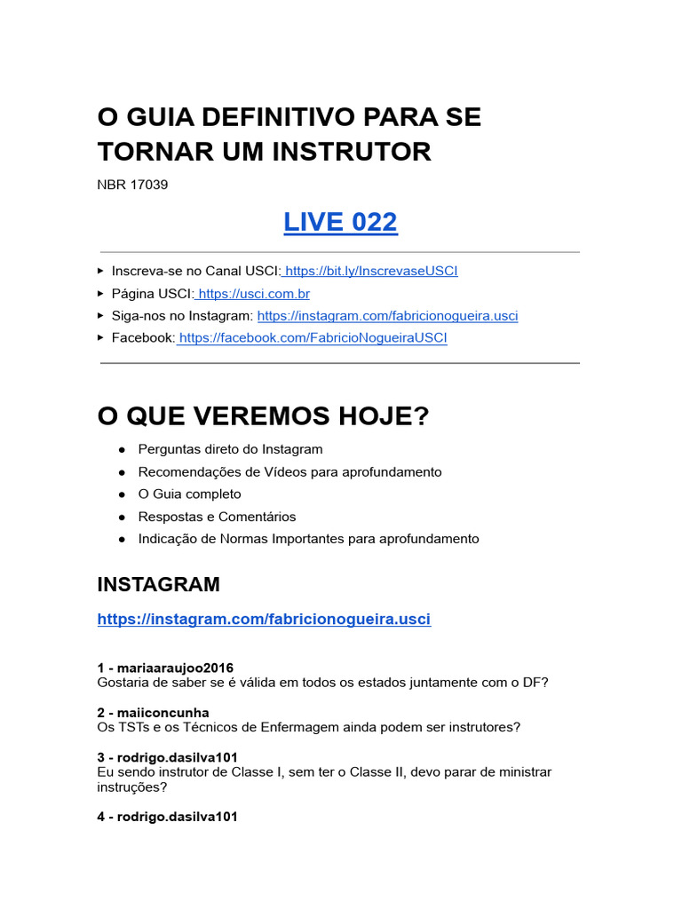 O Guia Definitivo Como Se Tornar Um Instrutor de Bombeiros e Brigada de Incendio LIVE 022 | PDF