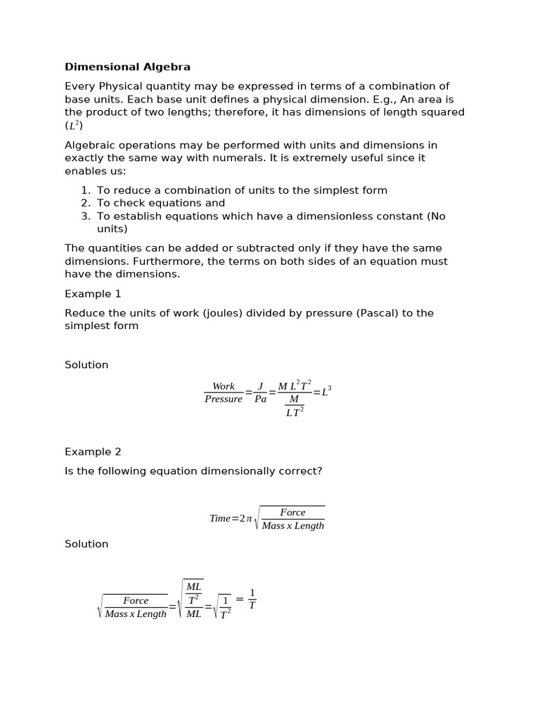 Dimensional Algebra | PDF