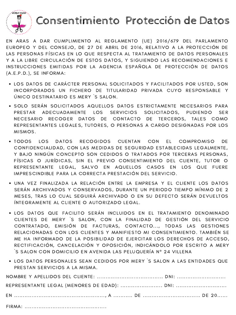 Consentimiento Protección de Datos | PDF