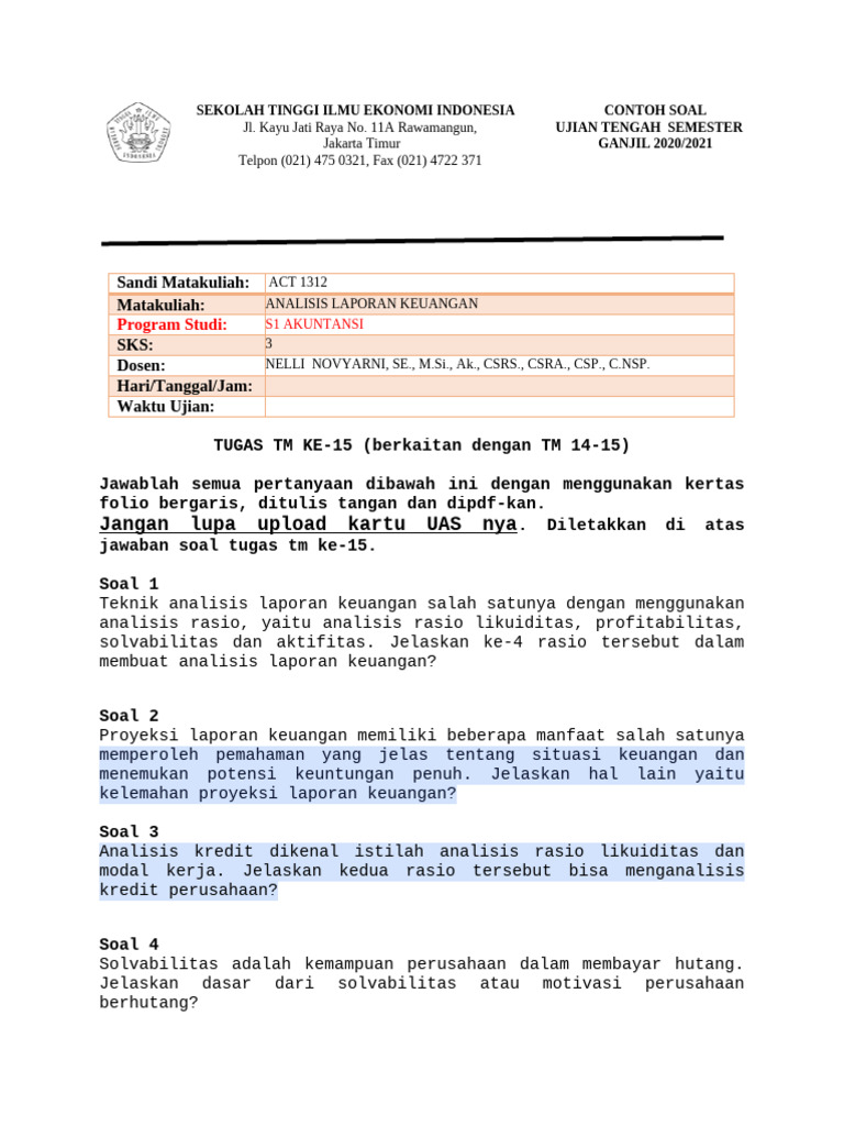 TUGAS TM KE - 15 Docx - Docx Soal Nya Saja | PDF