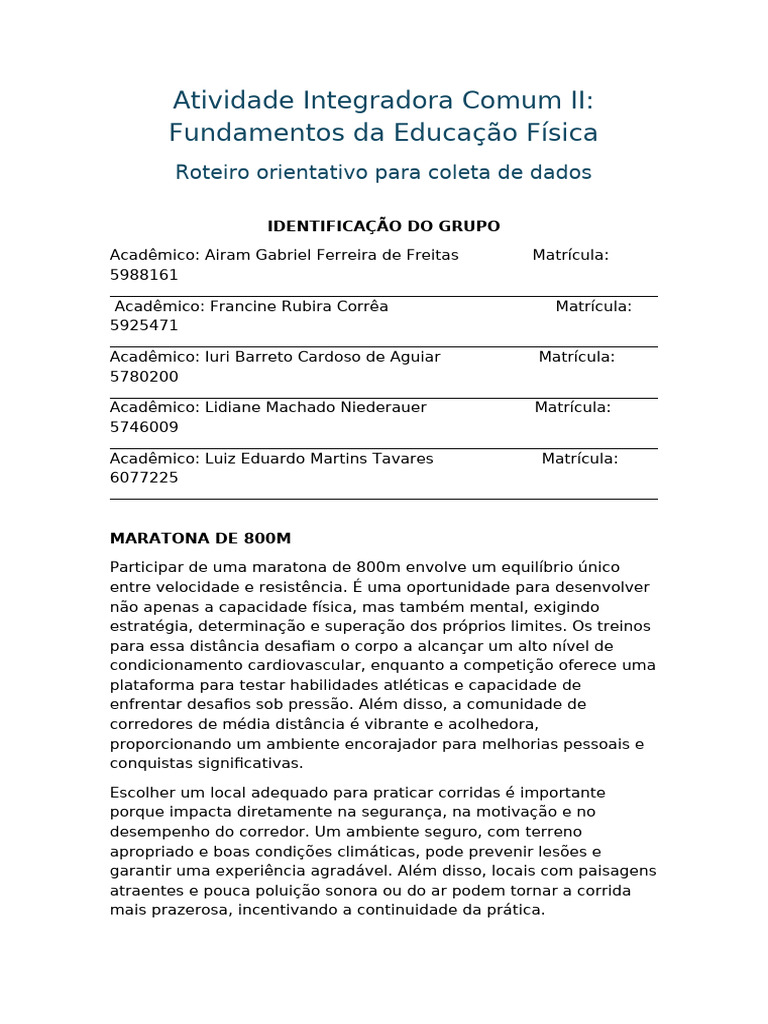 Trabalho Atividade Integradora | PDF