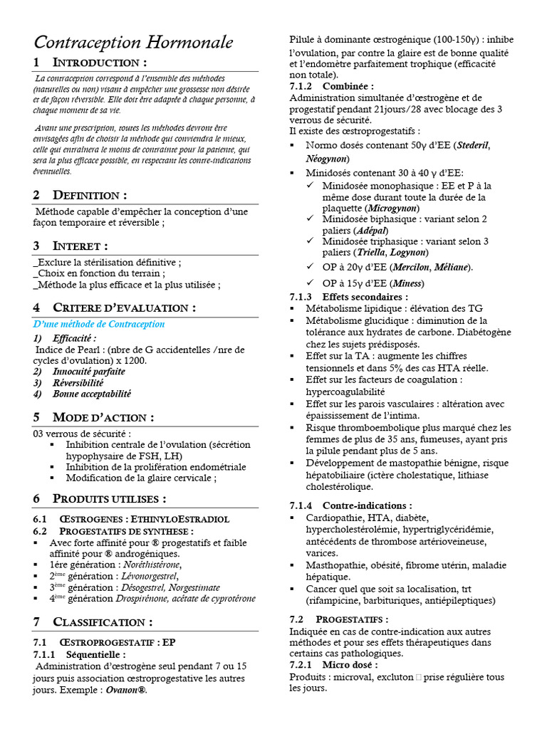 Contraception Hormonale | PDF